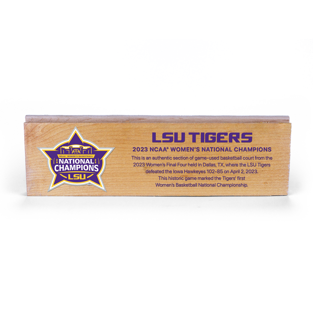 LSU Tigers 2023 Women's NCAA® National Championship Blonde Wood Block ...