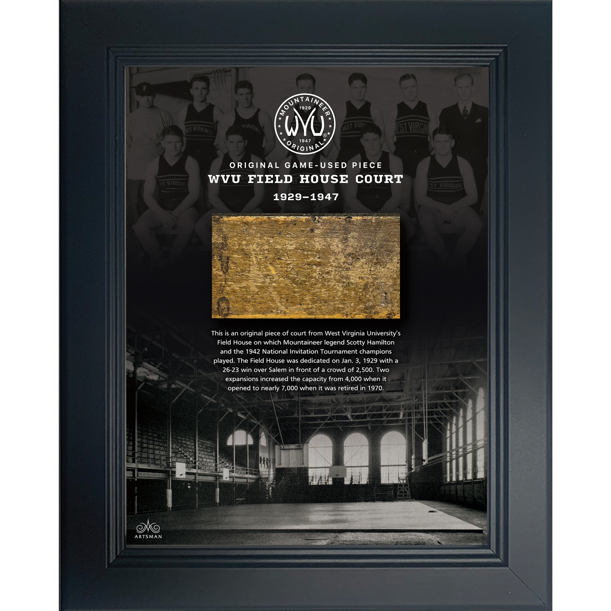 West Virginia Mountaineers Original Field House Courtside Frame 10 x